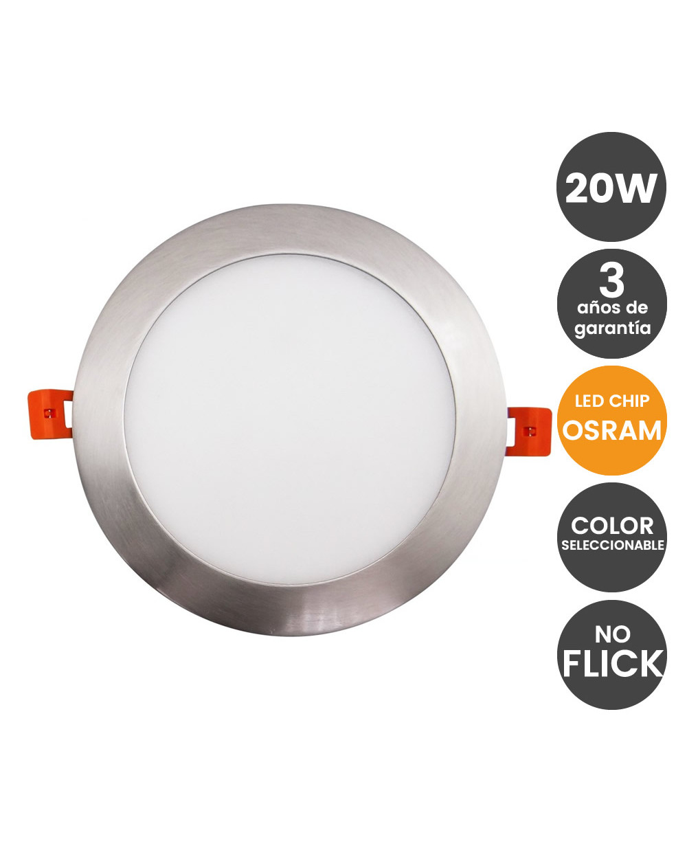 Placa LED Slim Circular 20W Acero - CCT- OSRAM CHIP - 3 años de garantia Placa LED Slim Circular 20W Acero - CCT- OSRAM CHIP - 3 años de garantia