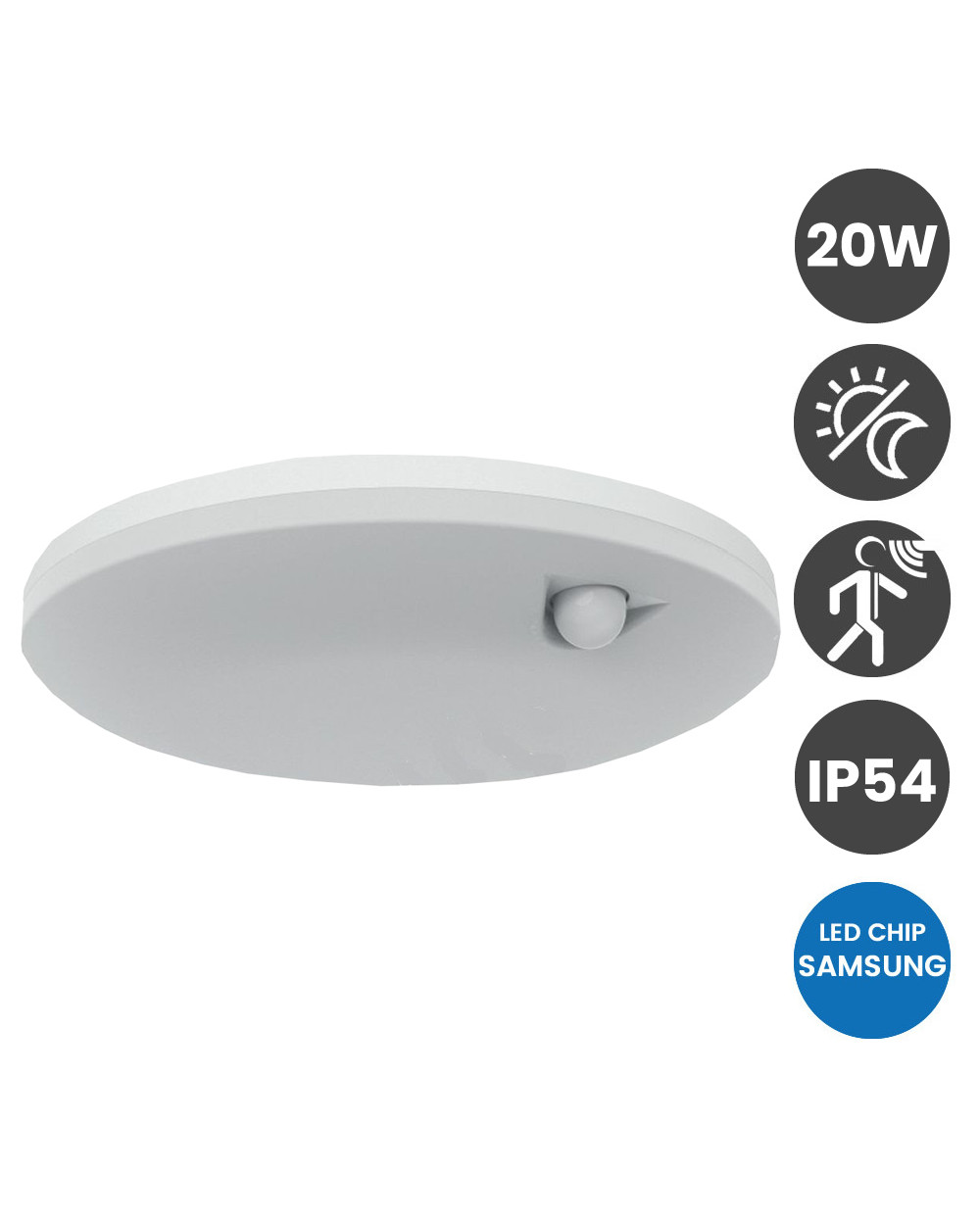 Plafón LED Superficie 20W Detector PIR Lumileds Chip Plafón LED Superficie 20W Detector PIR Lumileds Chip