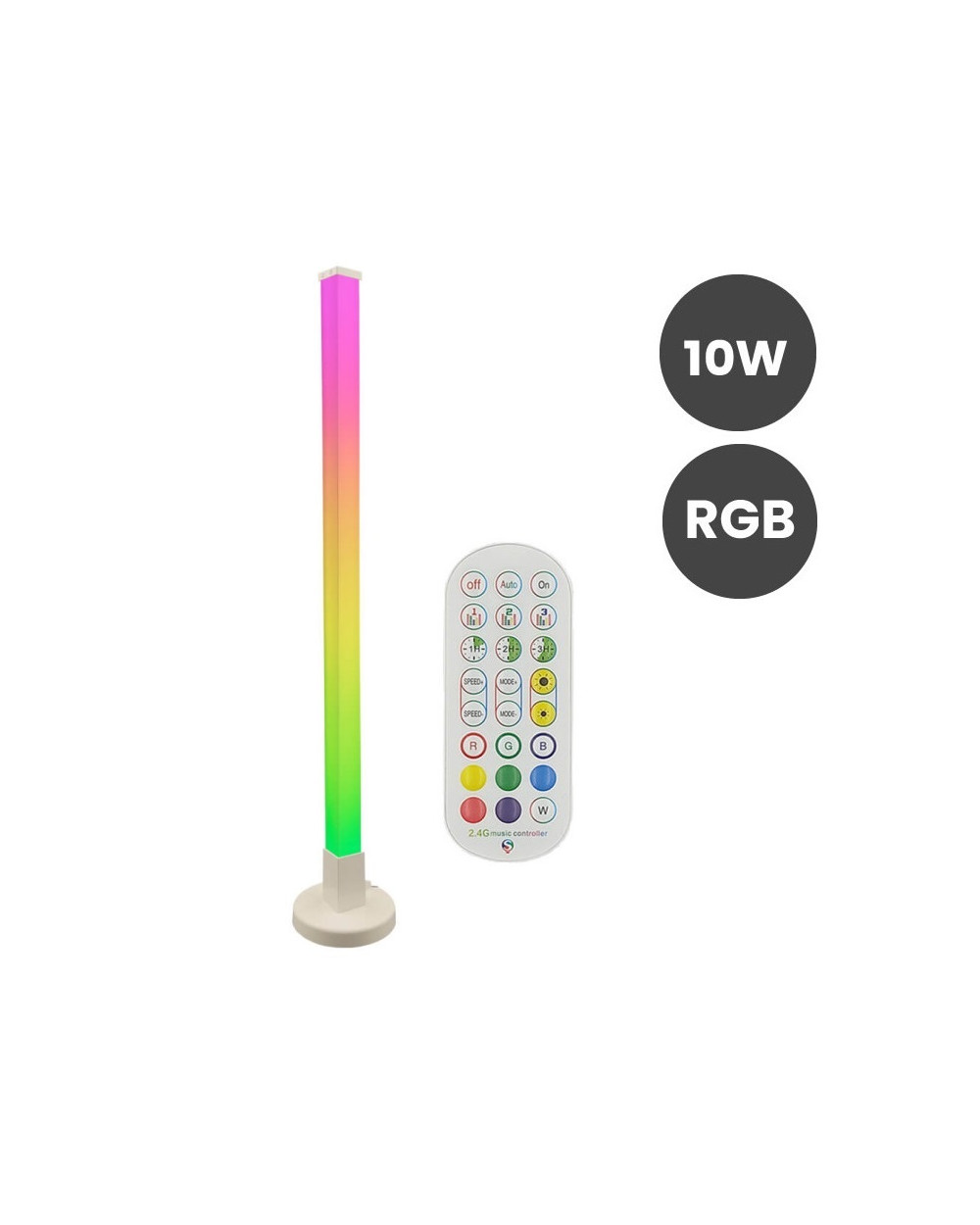 Lámpara LED de Pie 10W- RGB Digital+ Control Remoto- 150cm