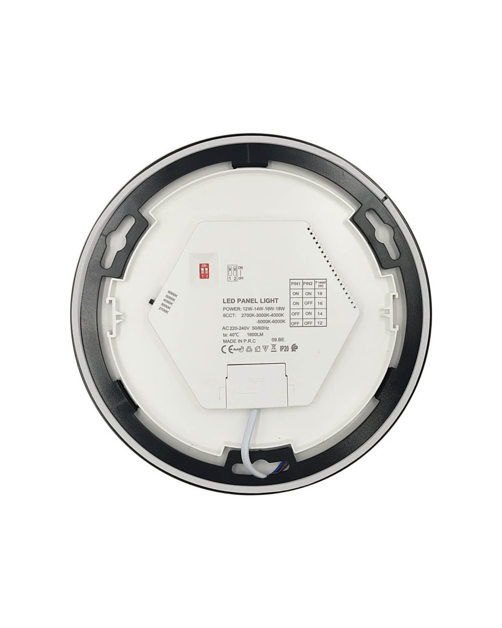 Plafón o Downlight LED Circular Negro Potencia y Color Seleccionable ...